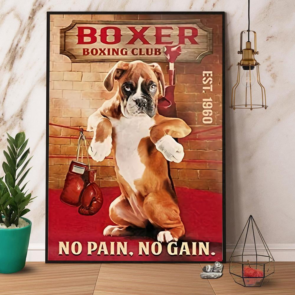 Boxer Dog Boxing Club No Pain No Gain Paper Poster No Frame Matte Wall ...