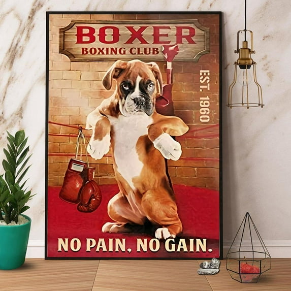 Boxer Dog Boxing Club No Pain No Gain Paper Poster No Frame Matte Wall ...