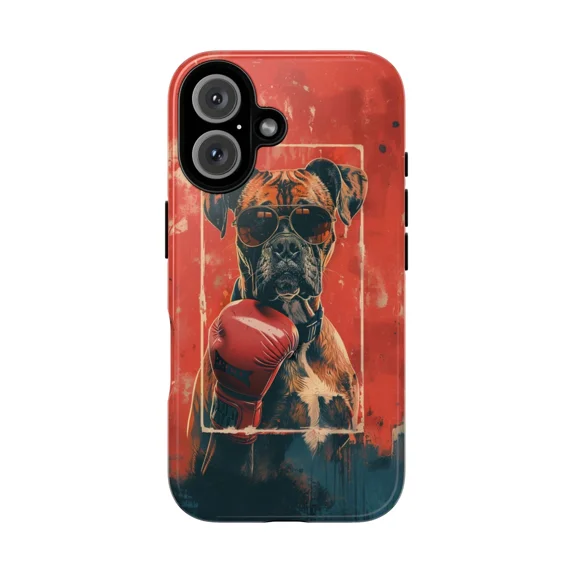 Boxer Dog Boxing Gloves Cartoon Art Case for iPhone 17 to 11 Pro Max ...