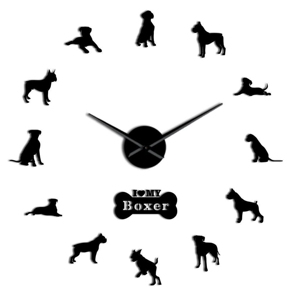 Boxer Dog Breed 3D DIY Wall Clock Living Room Unique Acrylic Design ...