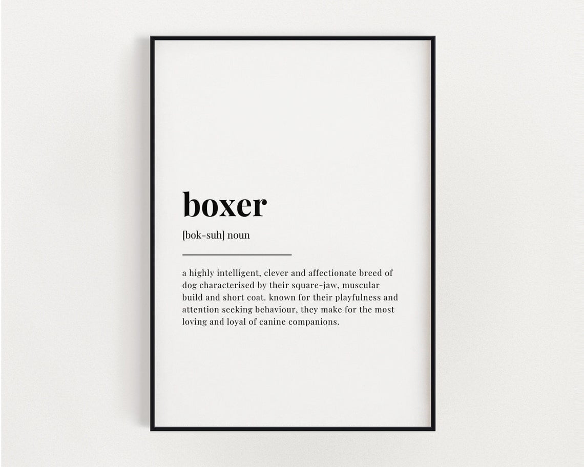 Boxer Dog Breed Definition Print, Wall Art Print, Boxer Dog Print ...