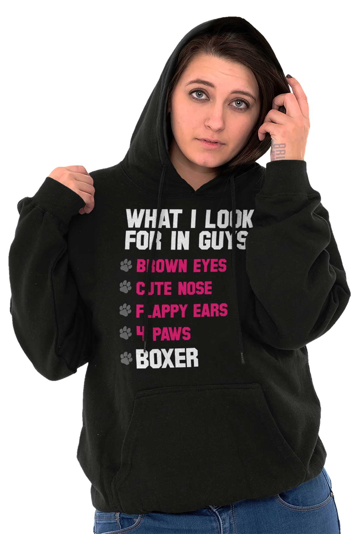 Boxer Dog Breed Lovers Dating Joke Women Plus Size Hoodie Brisco Brands ...