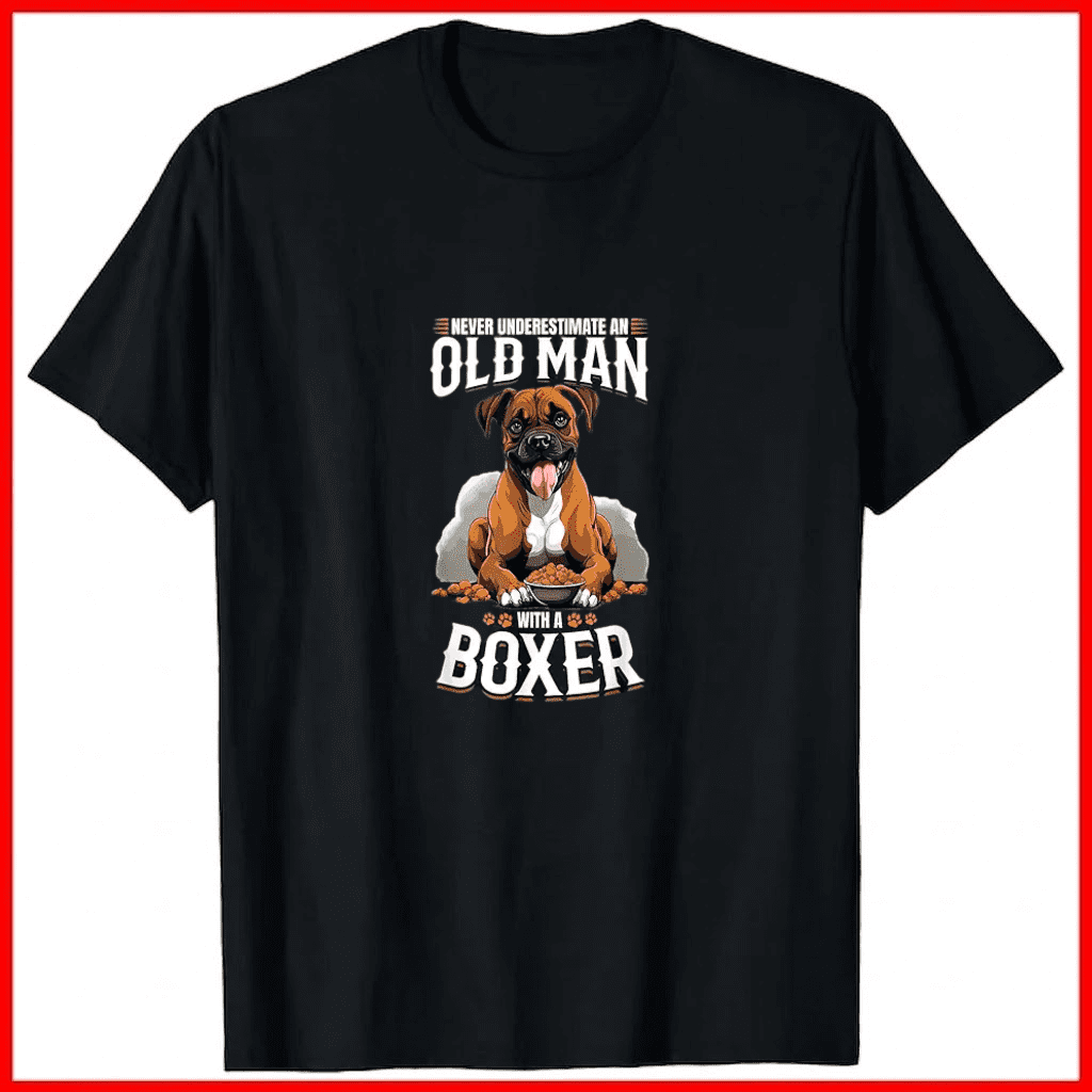 Boxer Dog Breed Pet Never Underestimate An Old Man Funny Tee Unisex T ...