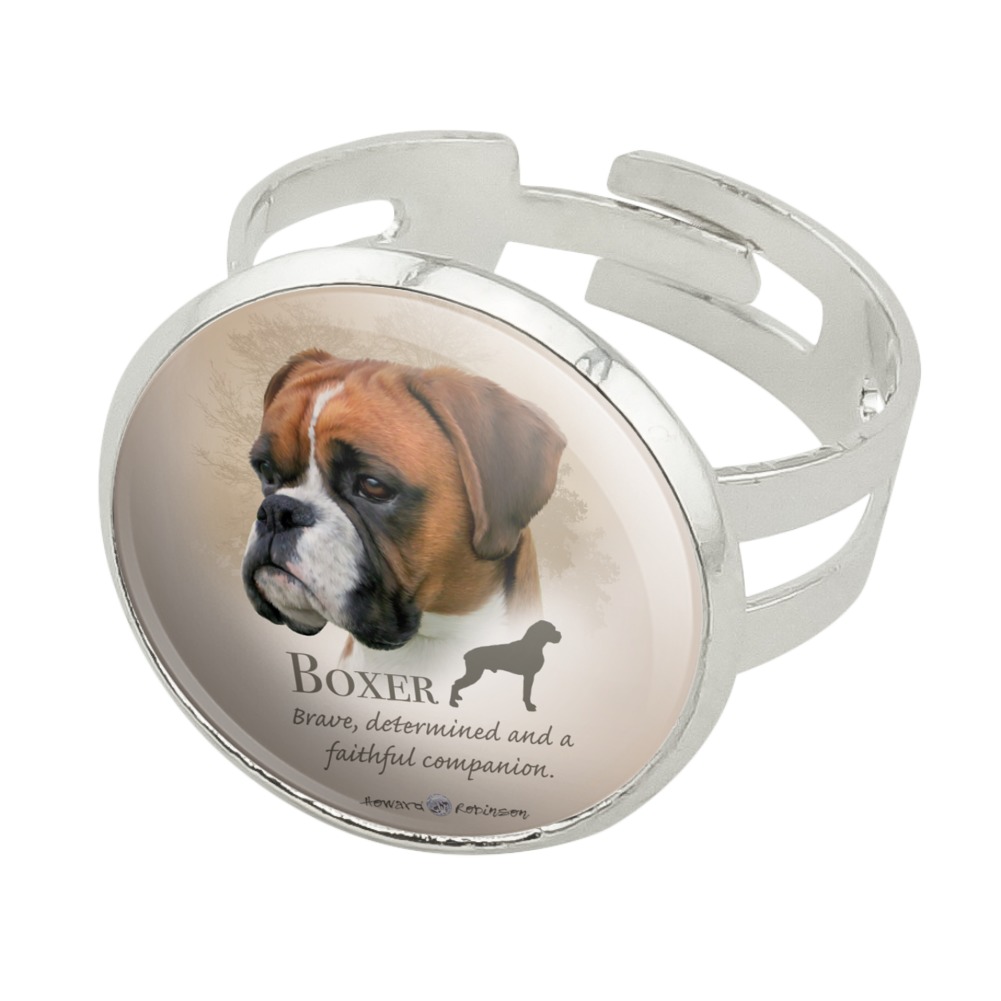 Boxer Dog Breed Silver Plated Adjustable Novelty Ring - Walmart.com