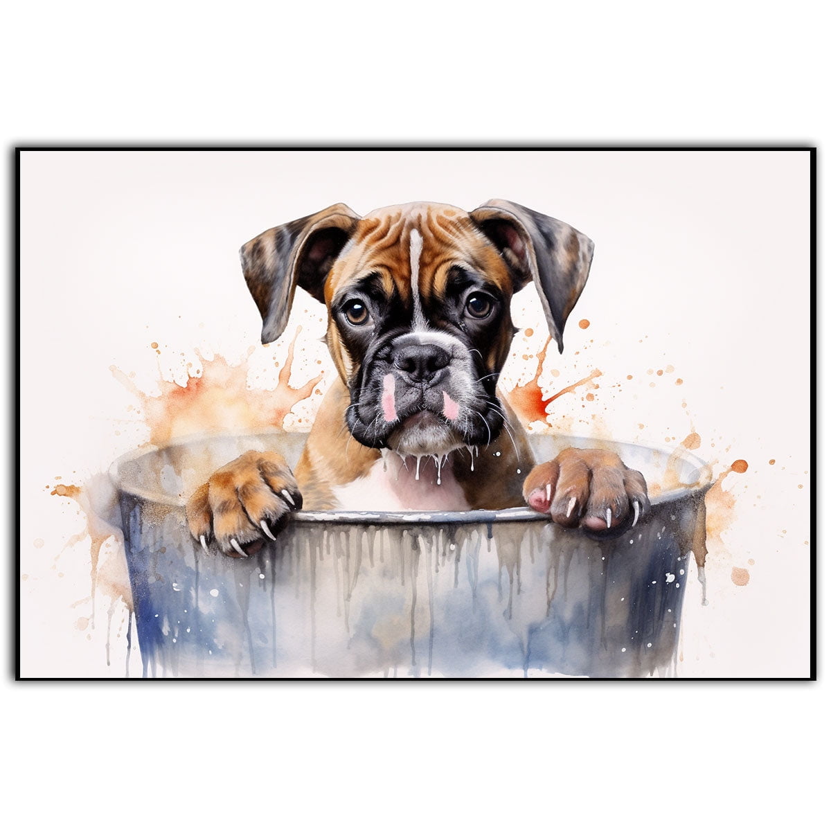 Boxer Dog Canvas Bathroom Décor - Unique Bath Wall Decor - Modern ...