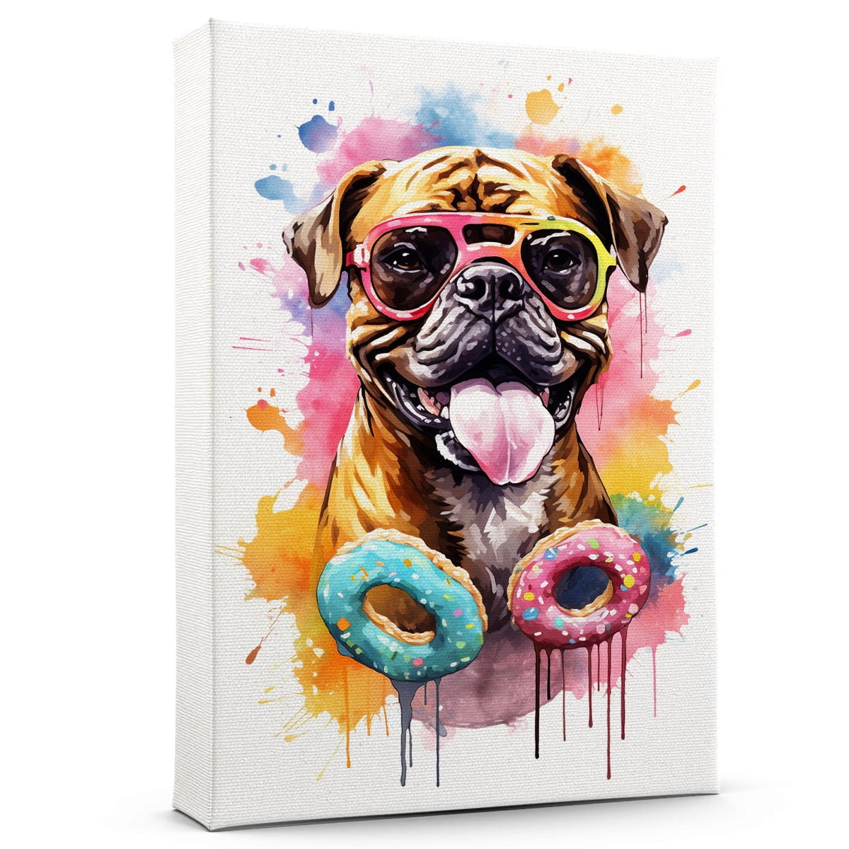 Boxer Dog Canvas Wall Art,Pet Canvas Painting Puppy Artwork,Colorful ...