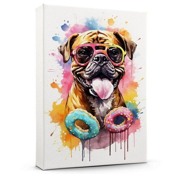Boxer Dog Canvas Wall Art,Pet Canvas Painting Puppy Artwork,Colorful ...