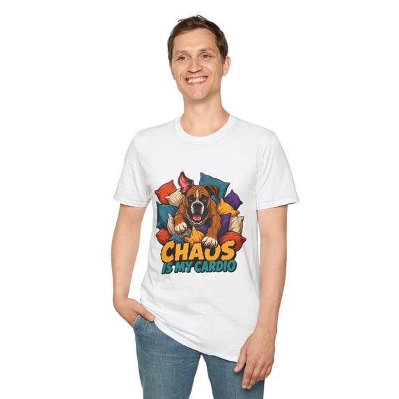 Boxer Dog Cartoon Funny Comic Chaos Puppy Pillow Unisex Softstyle T ...