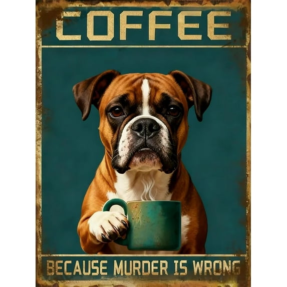 Boxer Dog Diamond Art Kits for Adults - 5D Boxer Dog Drinks Coffee ...