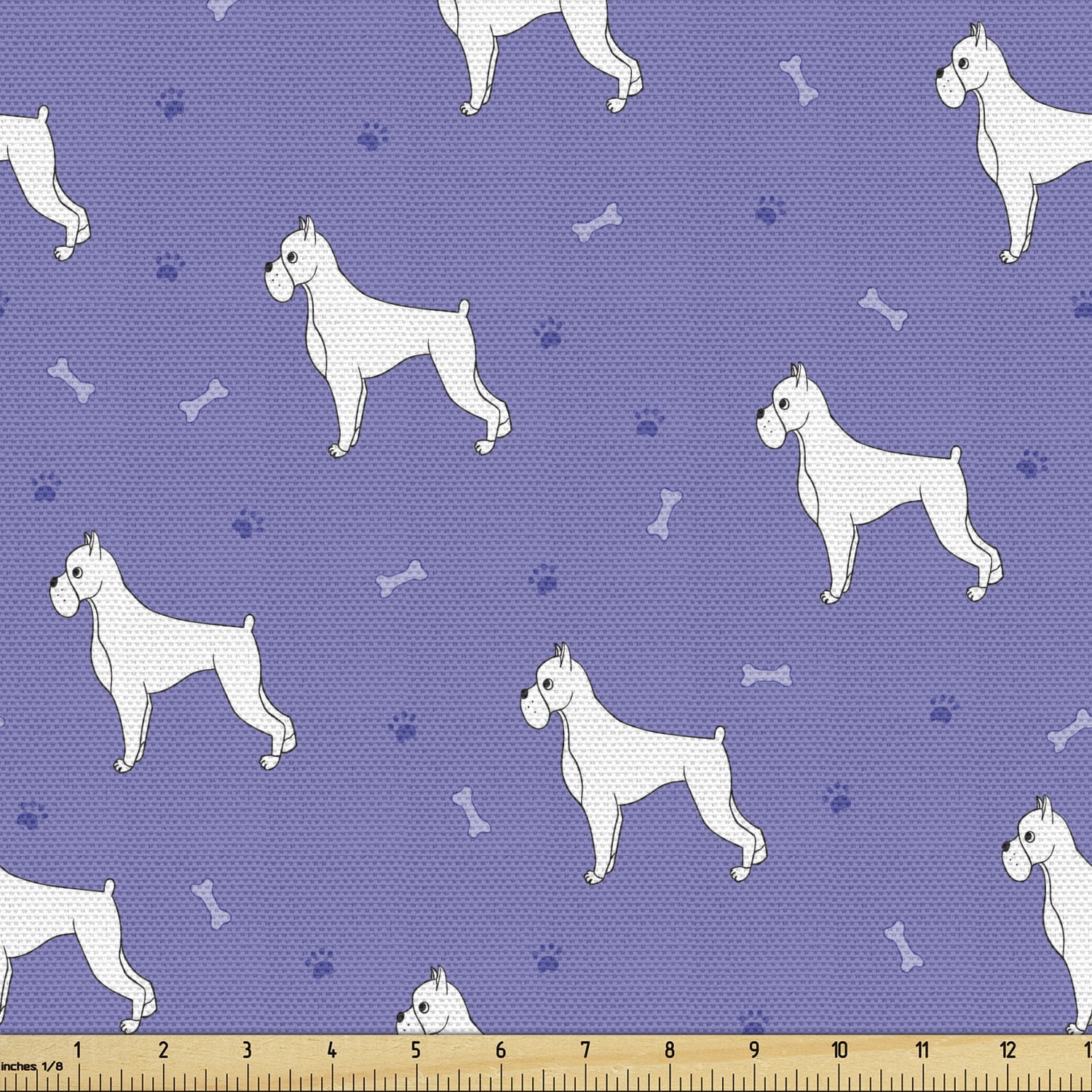 Boxer Dog Fabric by the Yard Upholstery, Cartoon Style Pattern of ...