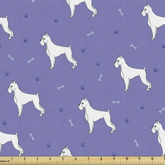 Ambesonne Boxer Dog Fabric by the Yard Upholstery, Canine Animals Paw ...