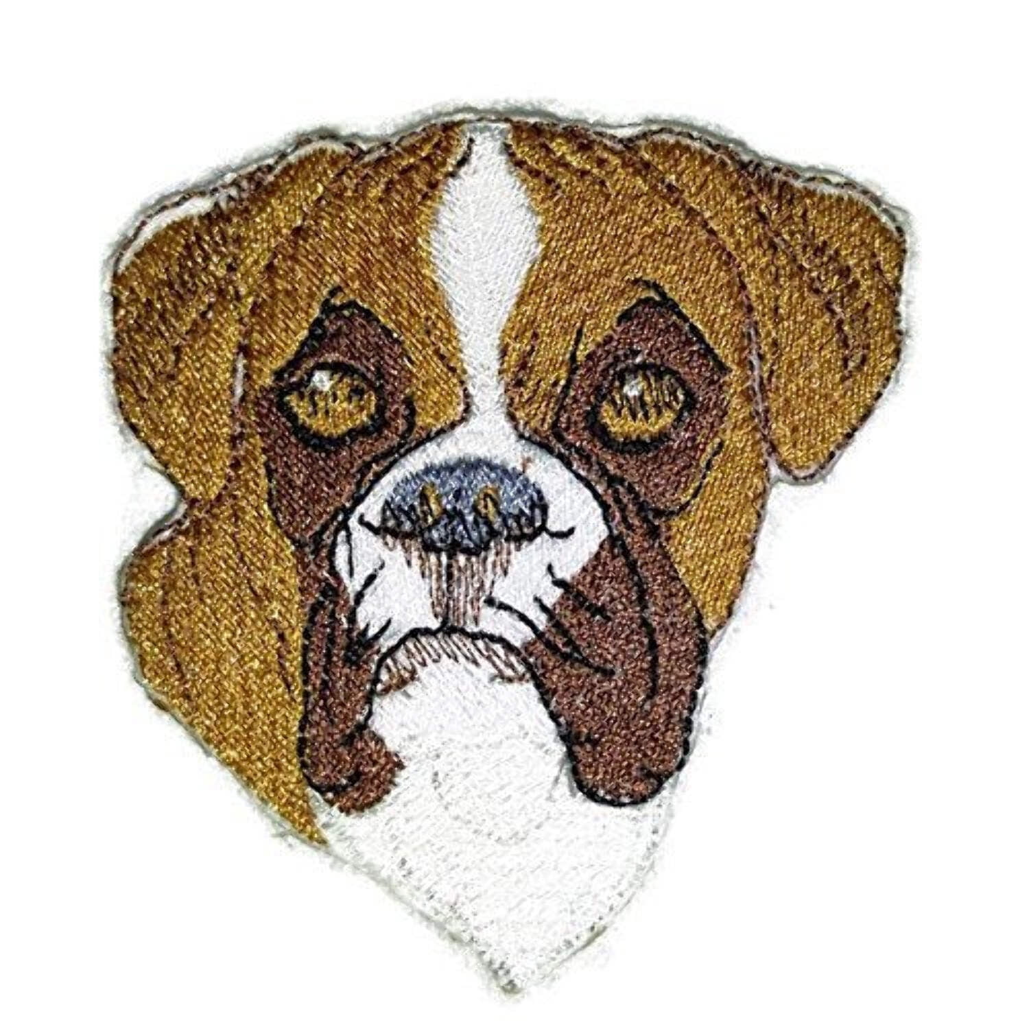 Boxer Dog Face Embroidery Iron On/Sew patch [3" x 2.5"] - Walmart.com