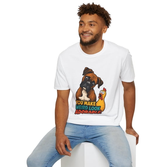 Boxer Dog Funny Cartoon Cute Pet Humor Unisex Softstyle T-Shirt ...
