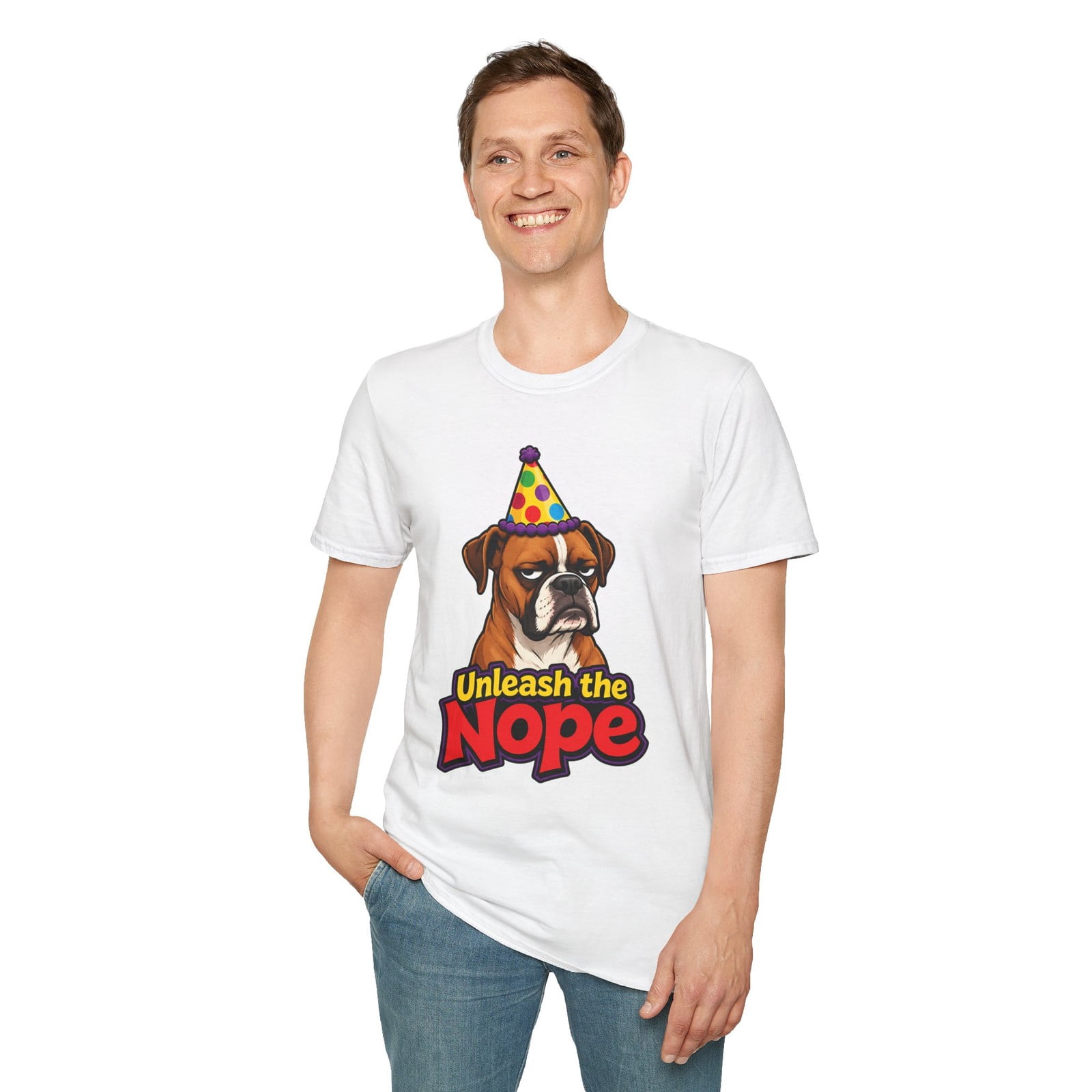 Boxer Dog Funny Party Grumpy Cartoon Unisex Softstyle T-Shirt - Walmart.com