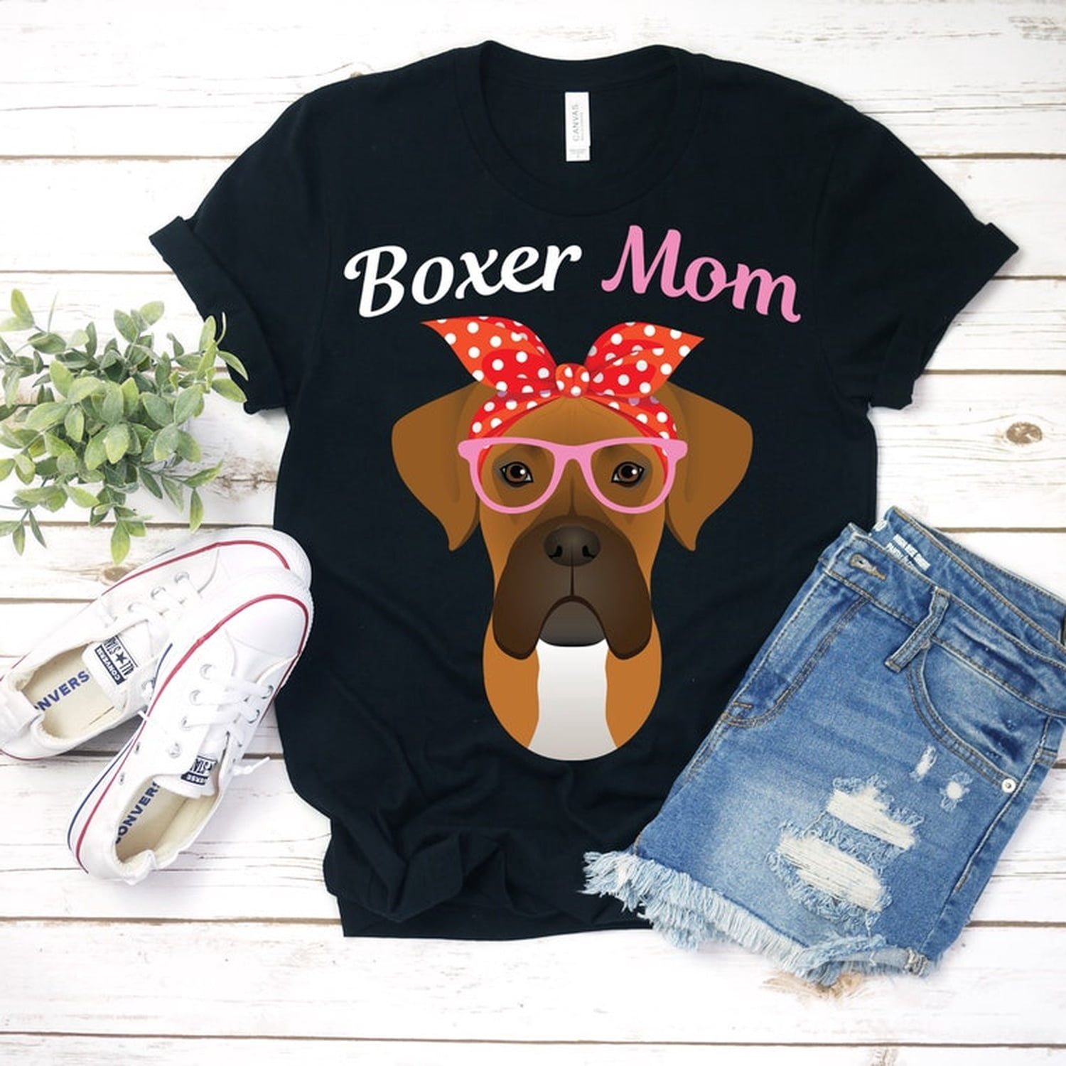 Boxer Dog Gla-sses Mom Cute Funny T-Shirt, Boxers Girl Owner Gift, Pet ...