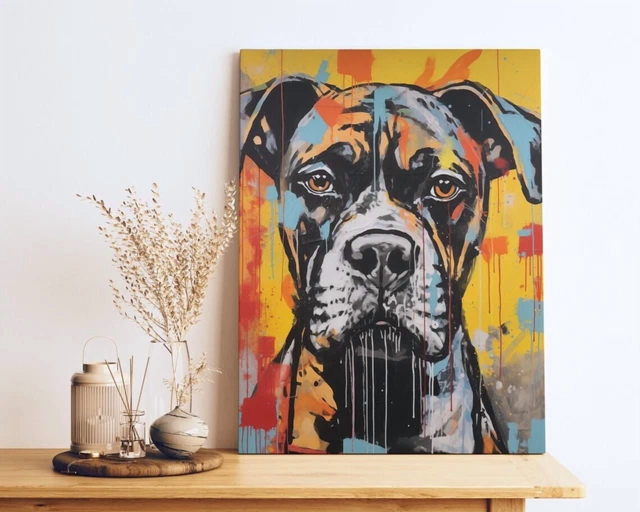Boxer Dog Graffiti Pop Art Vibrant Modern Pet Wall Art Home Decor ...