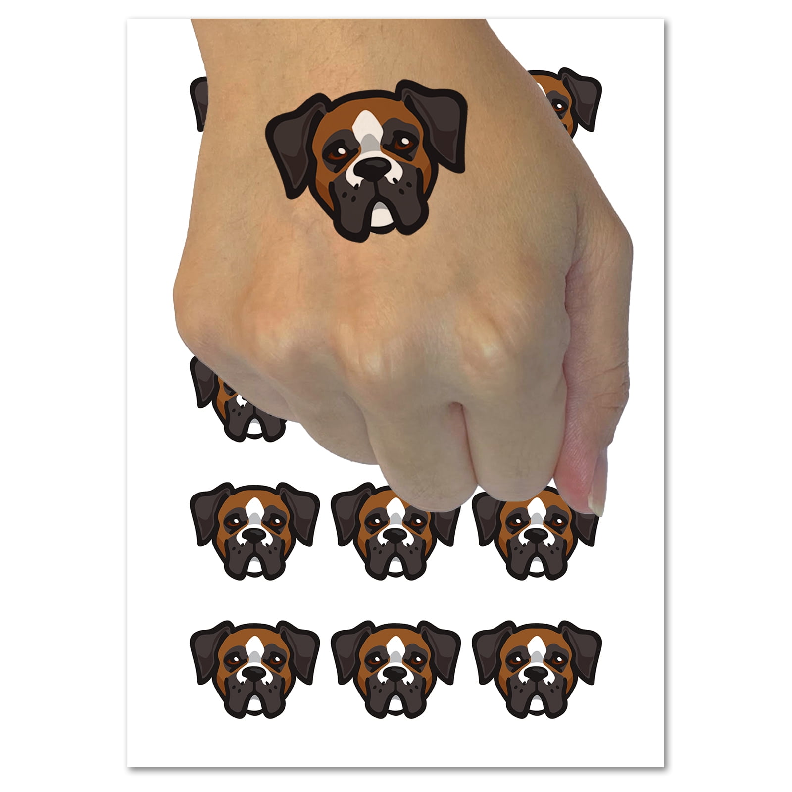 Boxer Dog Head Water Resistant Temporary Tattoo Set Fake Body Art ...