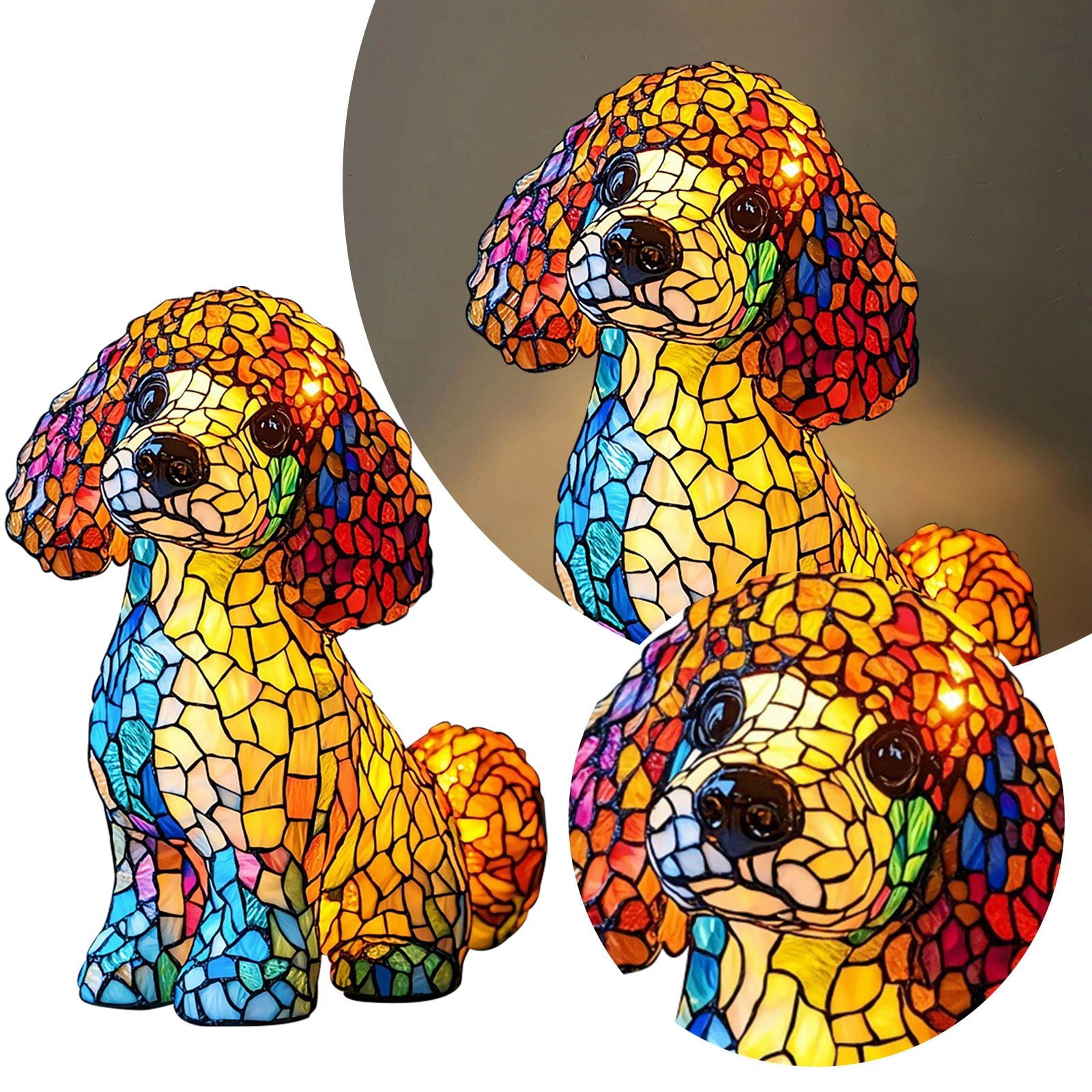 Boxer Dog Lamp - Hand Painted Resin Night Light with Warm Glow, Cute ...