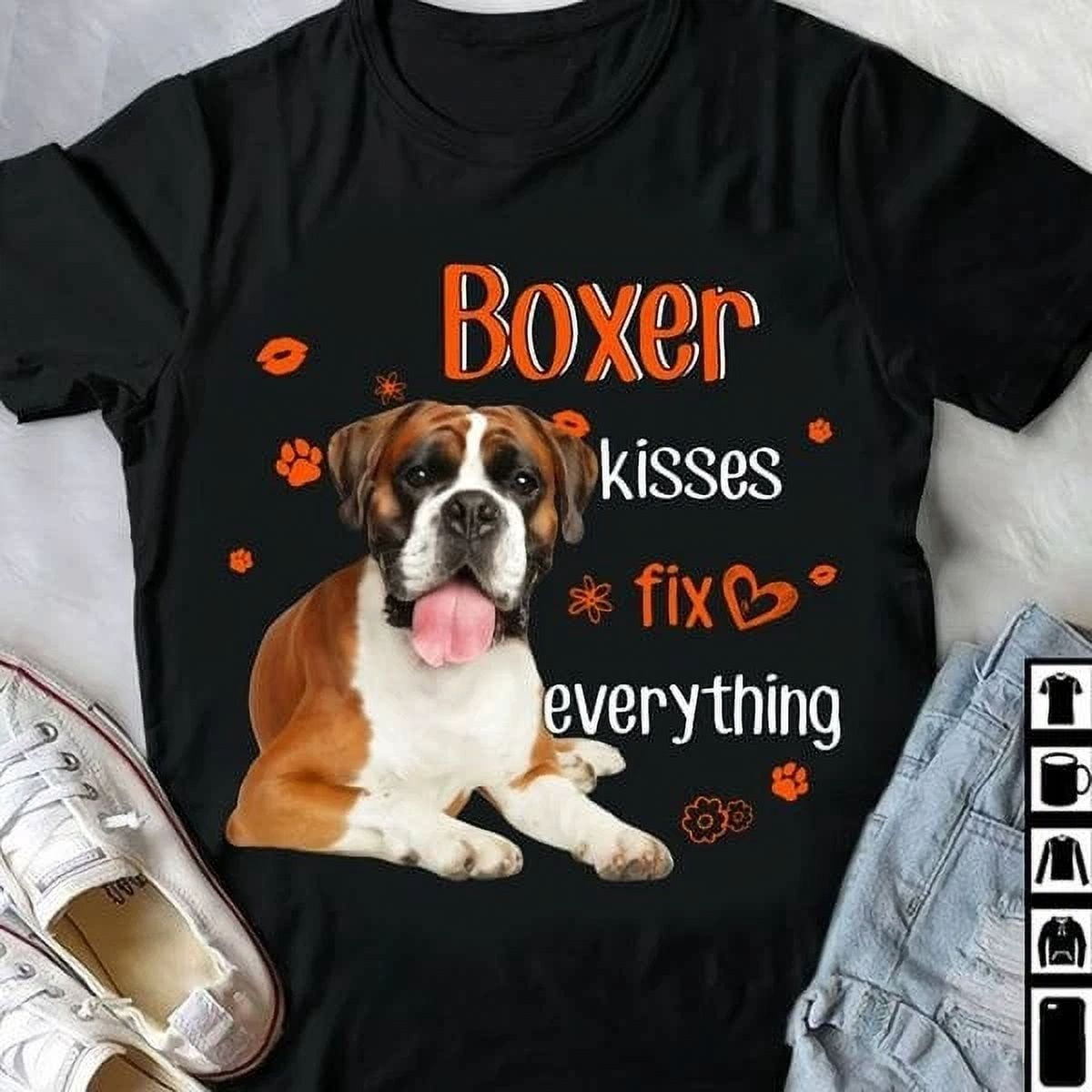 Boxer Dog Lover Sweet Pup Cute Kisses Fix Everything Unisex T-Shirt, up ...