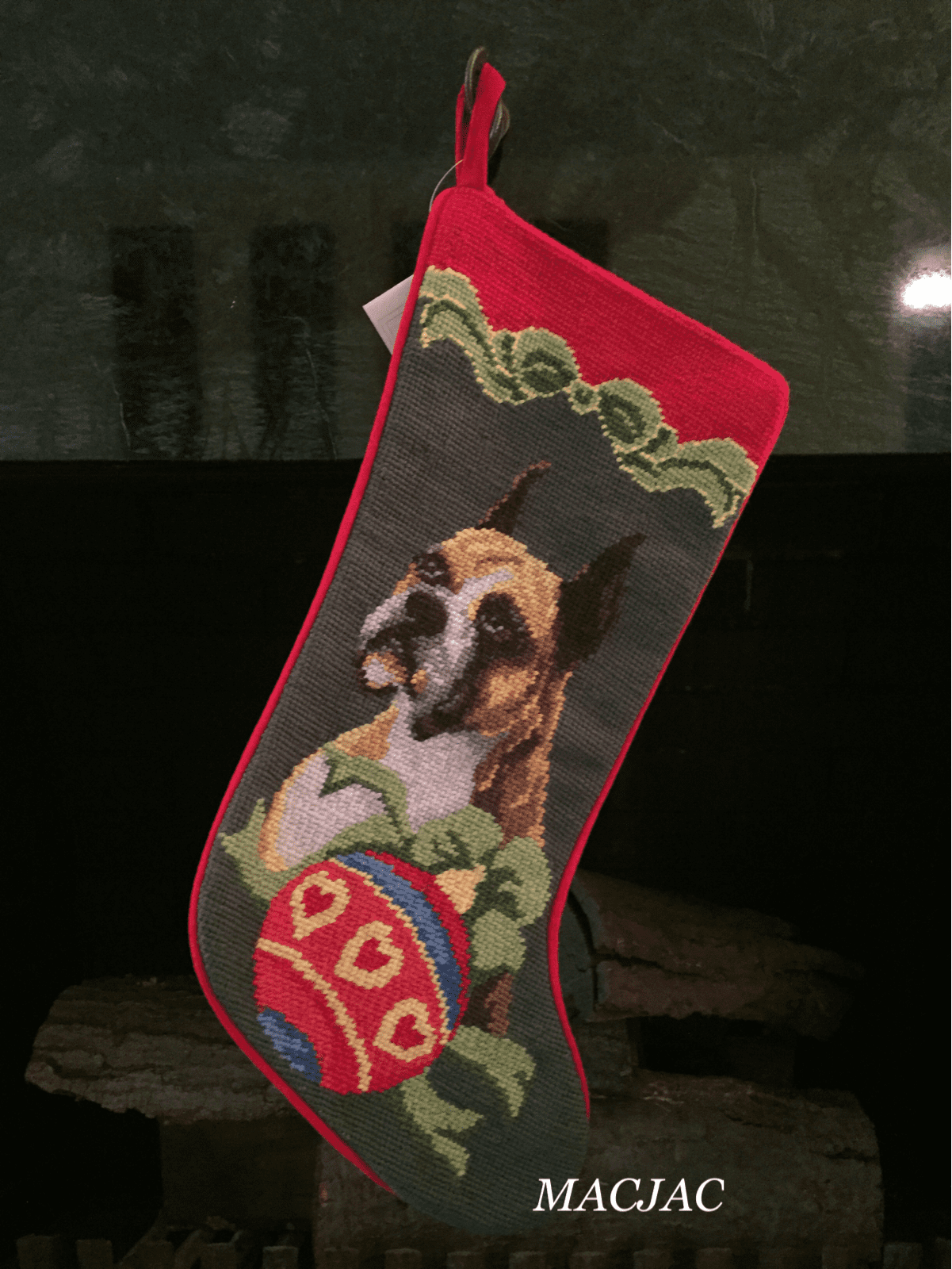 Boxer Dog Needlepoint Christmas Stocking MACJACLLC Weight 1 lb - Walmart.com