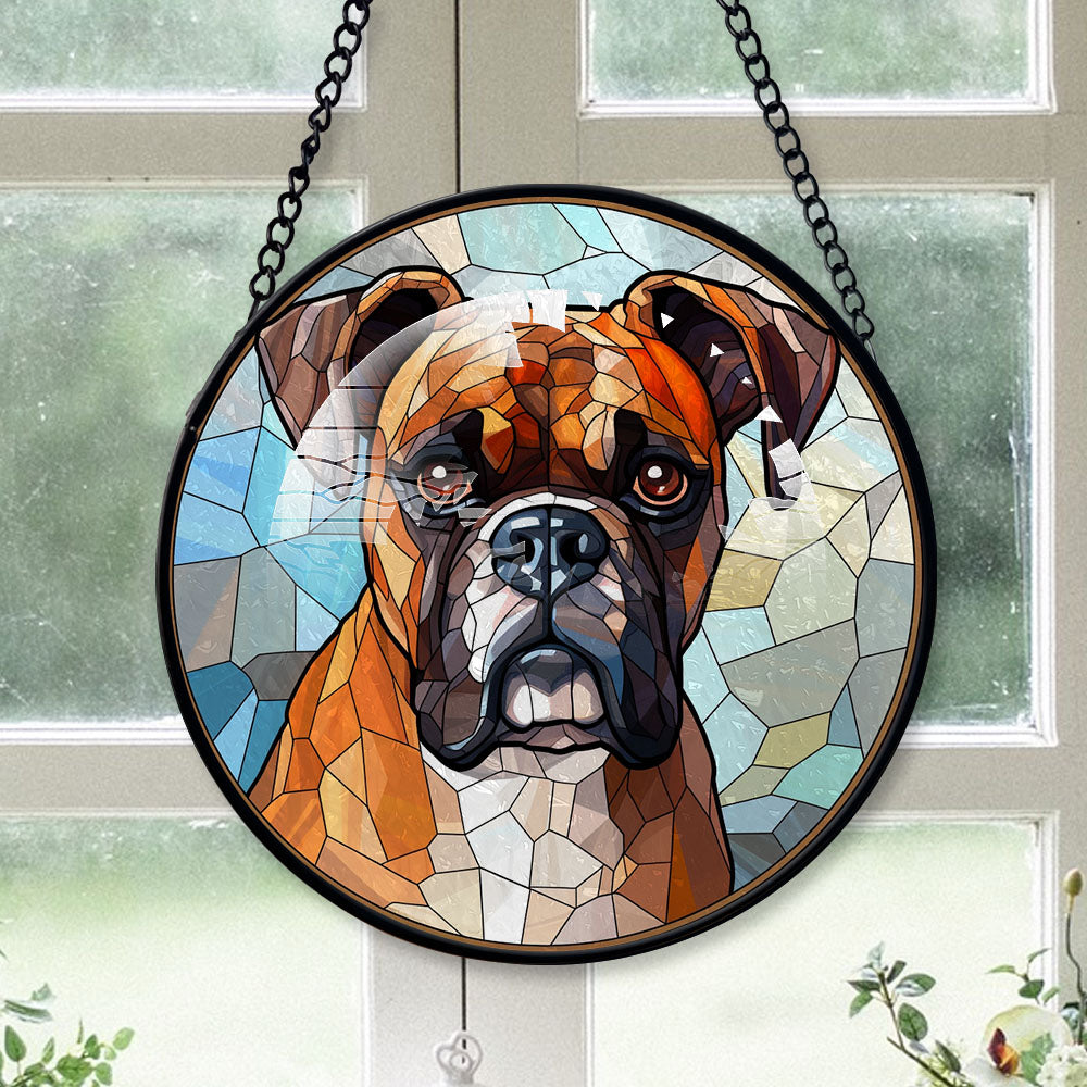 Boxer Dog Ornament Christmas 2025 - Boxer Dog Christmas Stained Glass ...