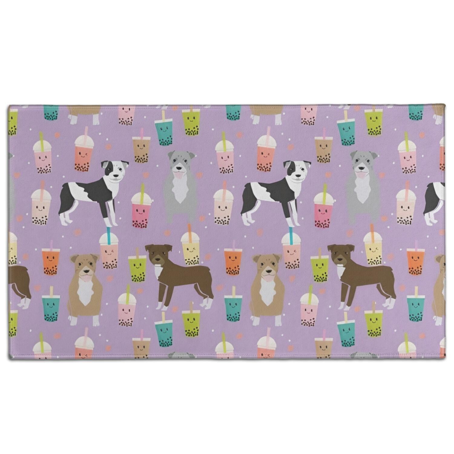 Boxer Dog Pitbull Terriers Dog and Drinks Door Rugs,Washable Non Slip ...