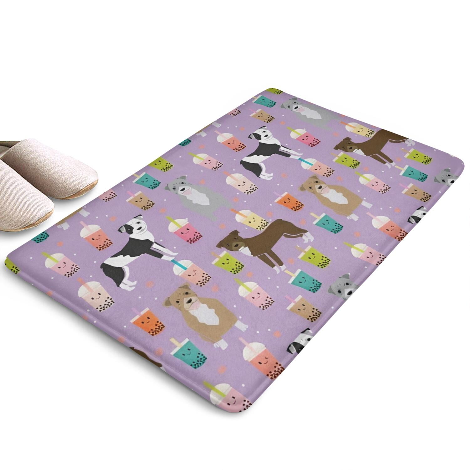 Boxer Dog Pitbull Terriers Dog and Drinks Flannel Non Slip Door Rugs ...