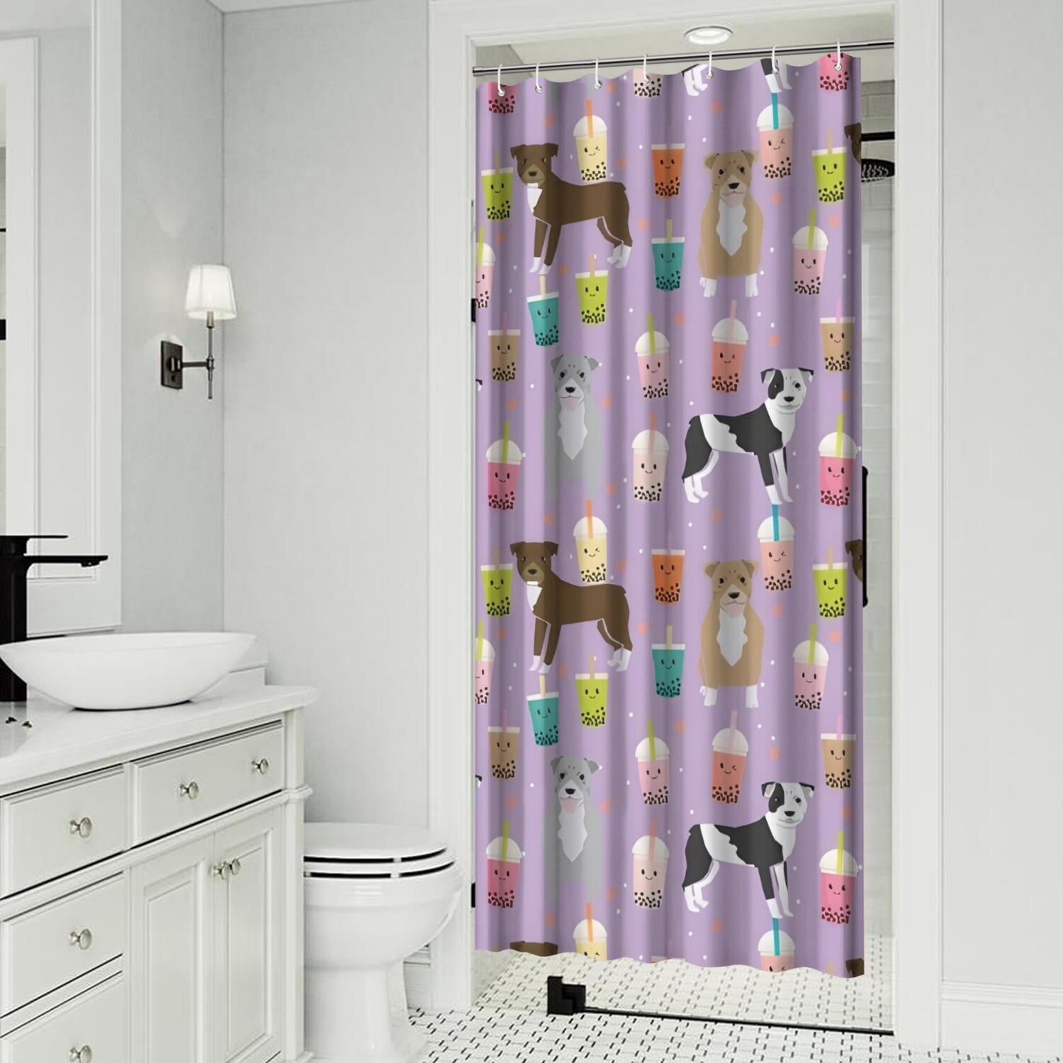 Boxer Dog Pitbull Terriers Dog and Drinks Shower Curtain 36x72in ...