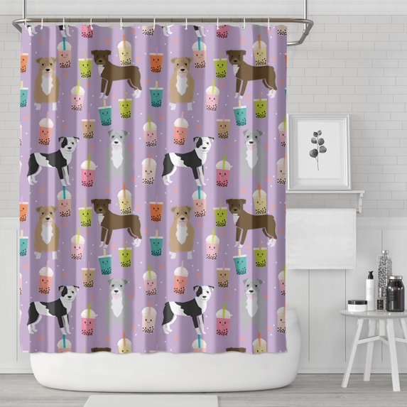 Boxer Dog Pitbull Terriers Dog and Drinks Shower Curtain 72"x84 ...