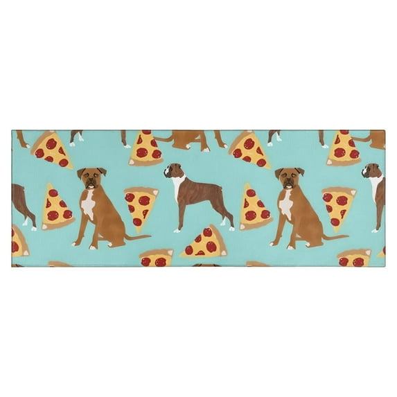 Boxer Dog Pitbull Terriers Dog and Pizza Kitchen Rug Mat,Kitchen Runner ...