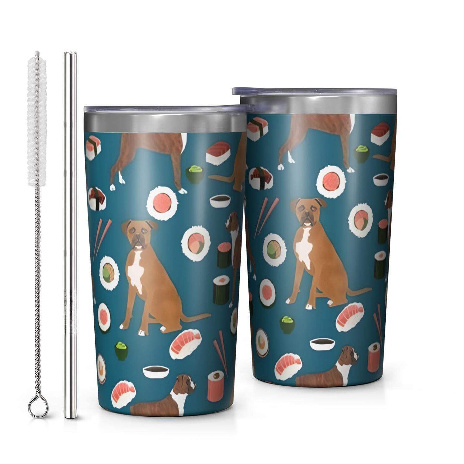 Boxer Dog Pitbull Terriers Dog and Sushi 10oz Tumblers Stainless Steel ...