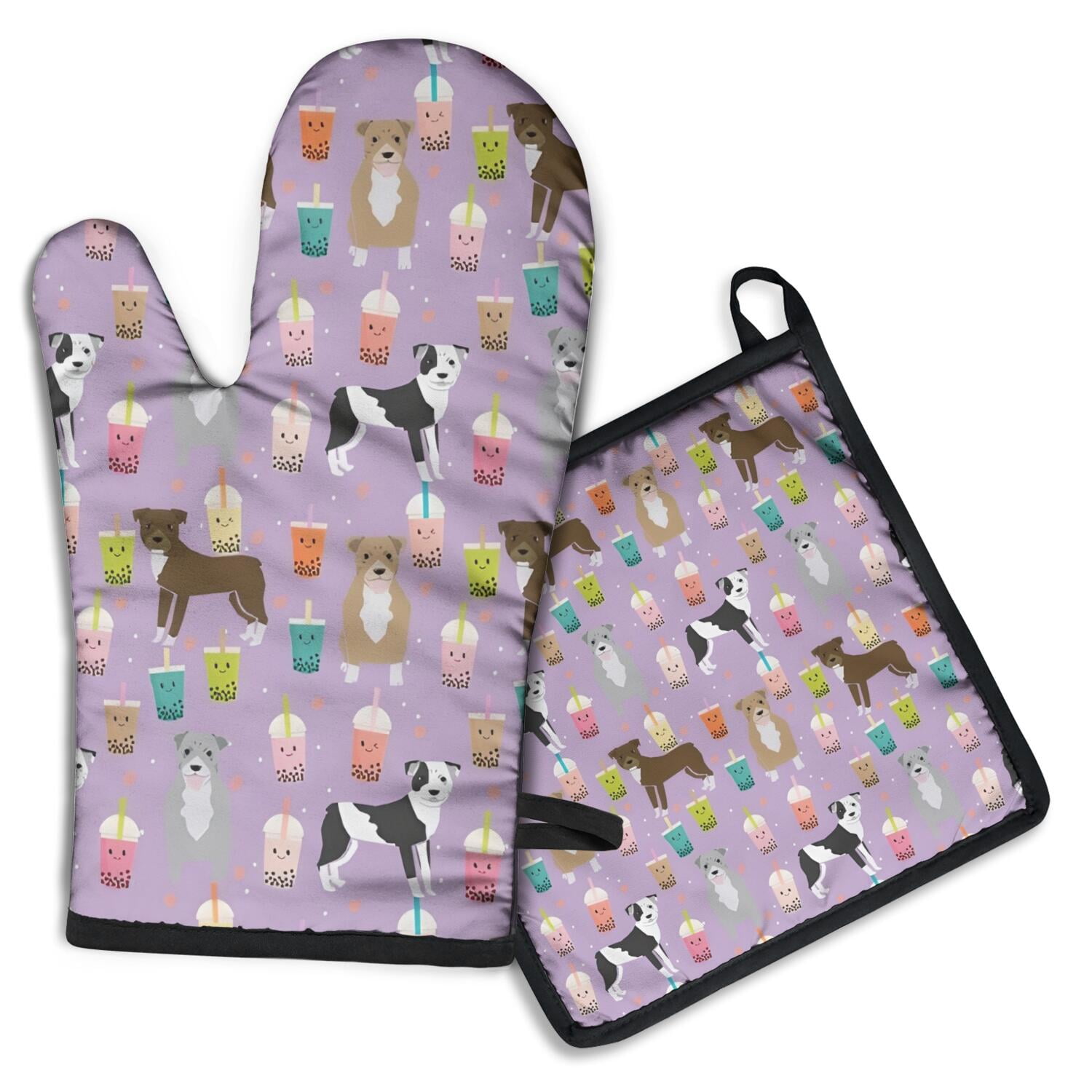 Boxer Dog Pitbull Terriers Dog and Drinks Kitchen Oven Mitt and Pot ...