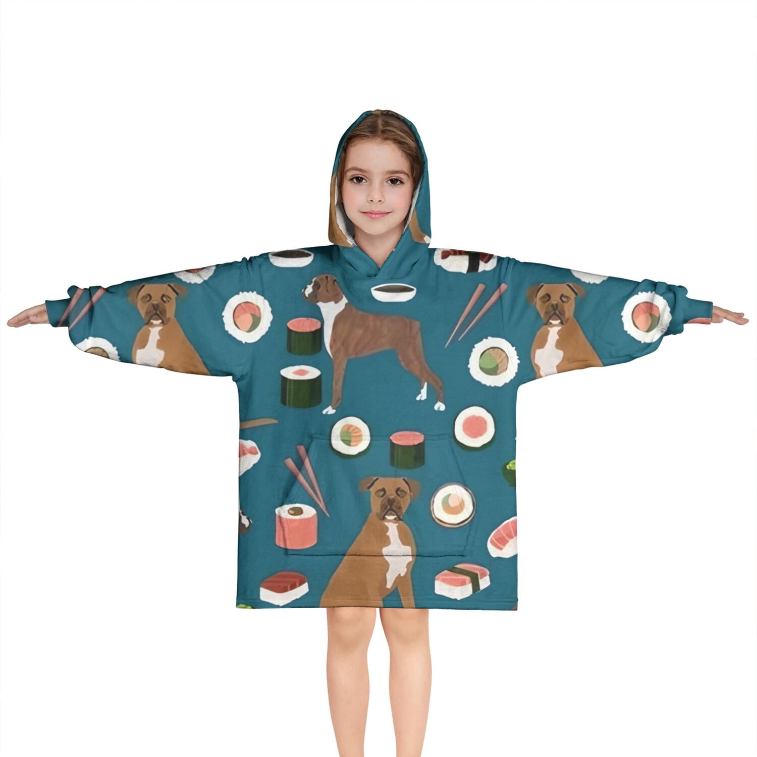 Boxer Dog Pitbull Terriers Dog and Sushi Blanket Hoodies for Kids 6 ...