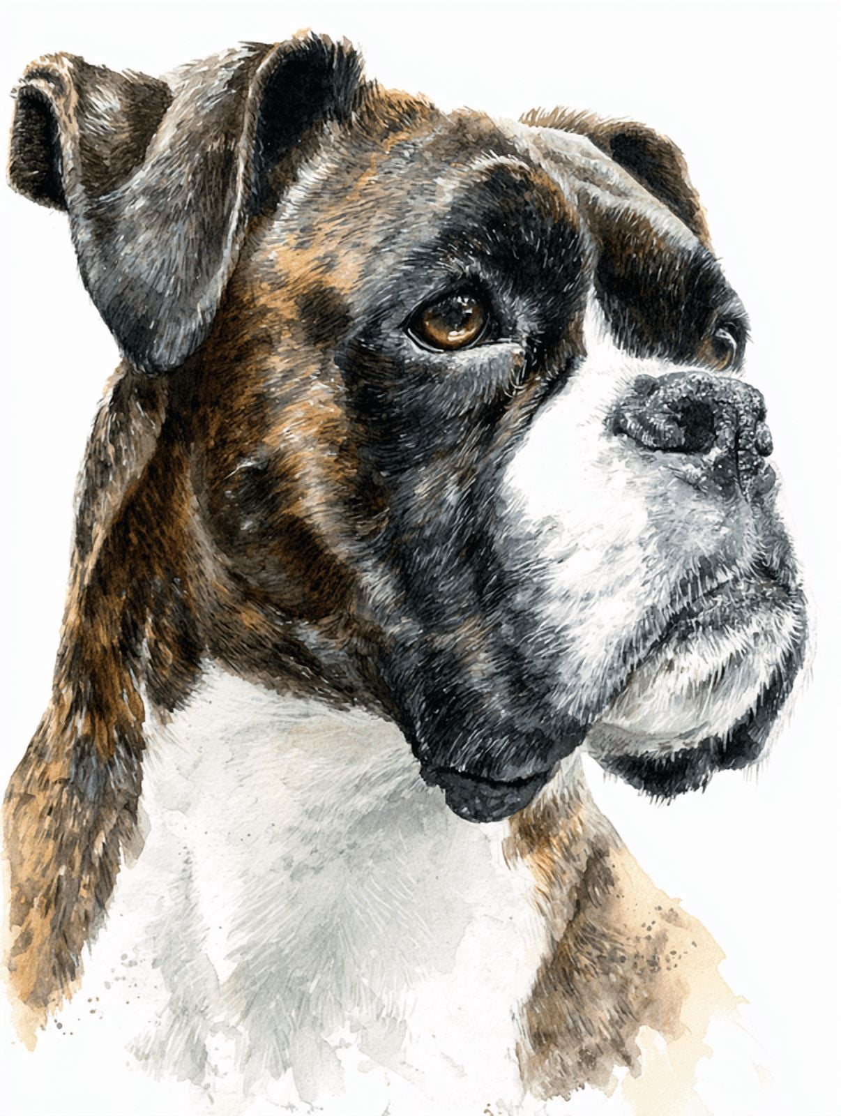 Boxer Dog Portrait Canvas Print, Watercolor Wall Decor for Living Room ...