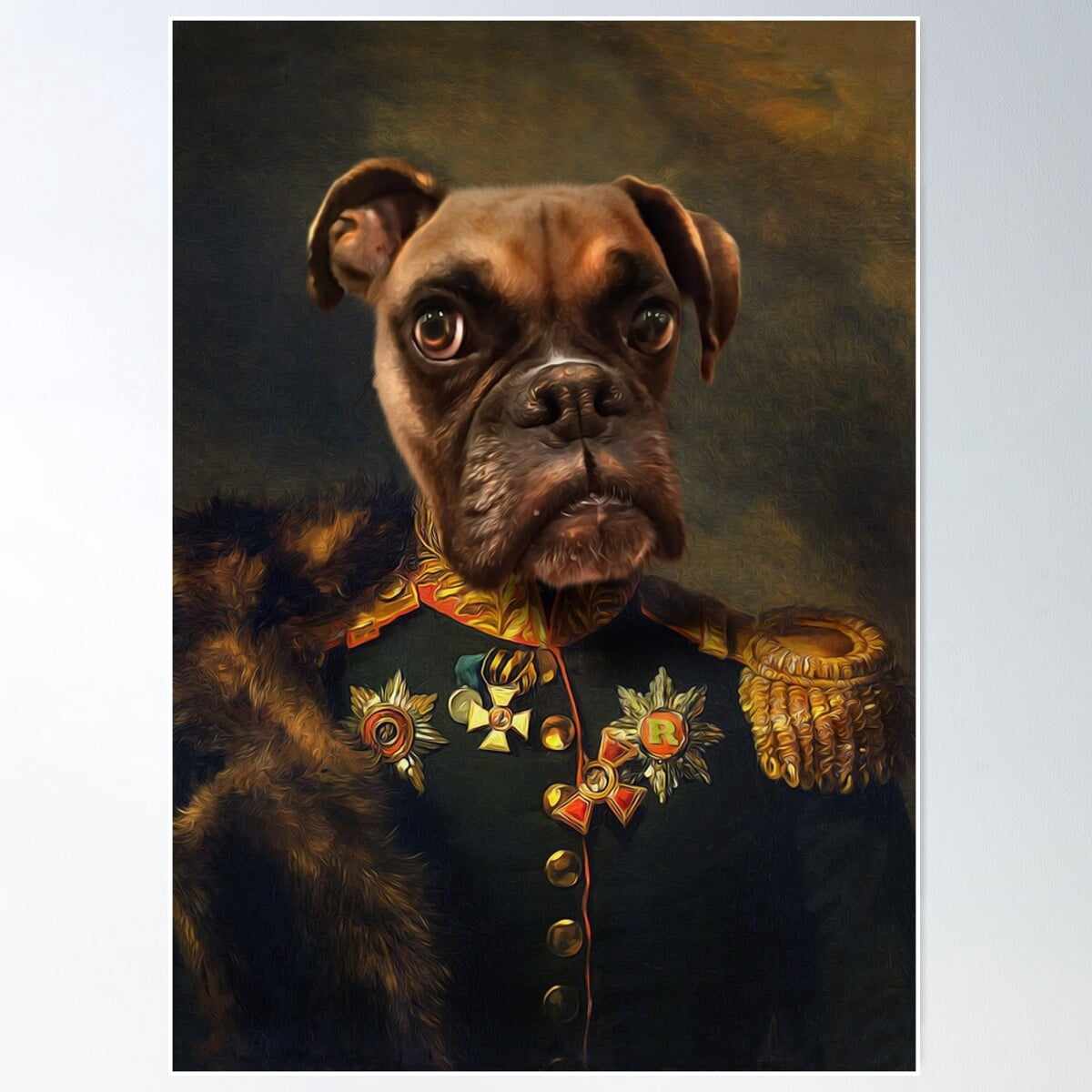 Boxer Dog Portrait - Rocky Poster Wall Art, Modern Wall Decor For ...