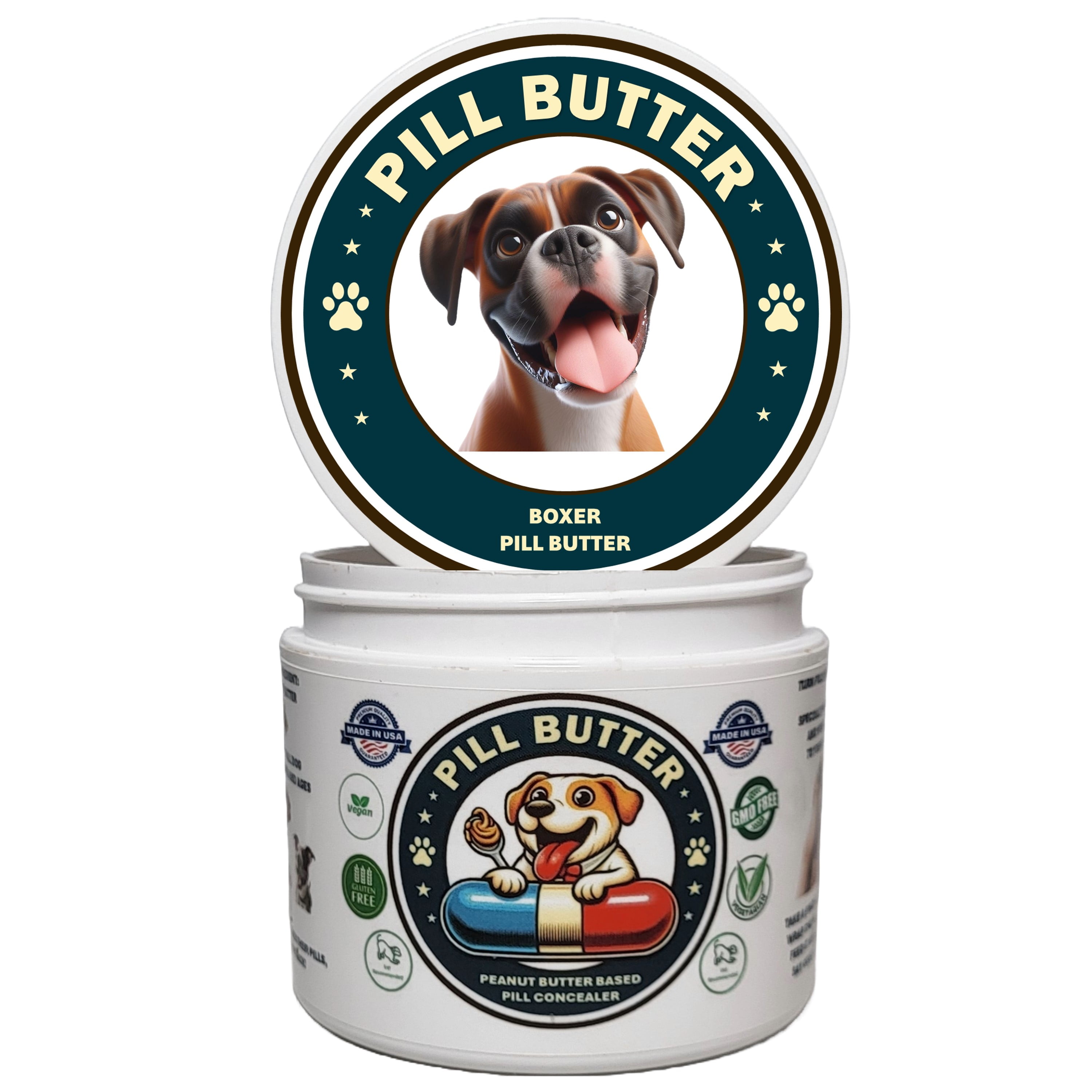 Boxer Dog Treats to Wrap Pills (+100 Breeds) Jar of Non-Sticky Moldable ...