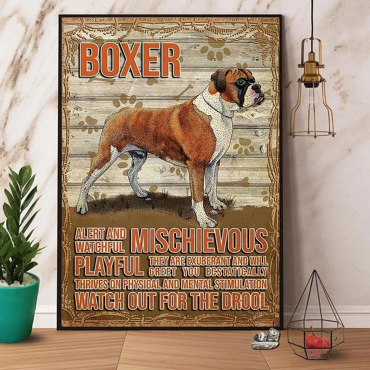 Boxer Dog Watch Out For The Drool Paper Poster No Frame Matte Wall Art ...