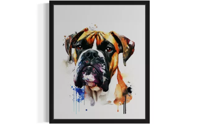 Boxer Dog Watercolor Photo Art Print Poster Wall Art Painting Phone ...