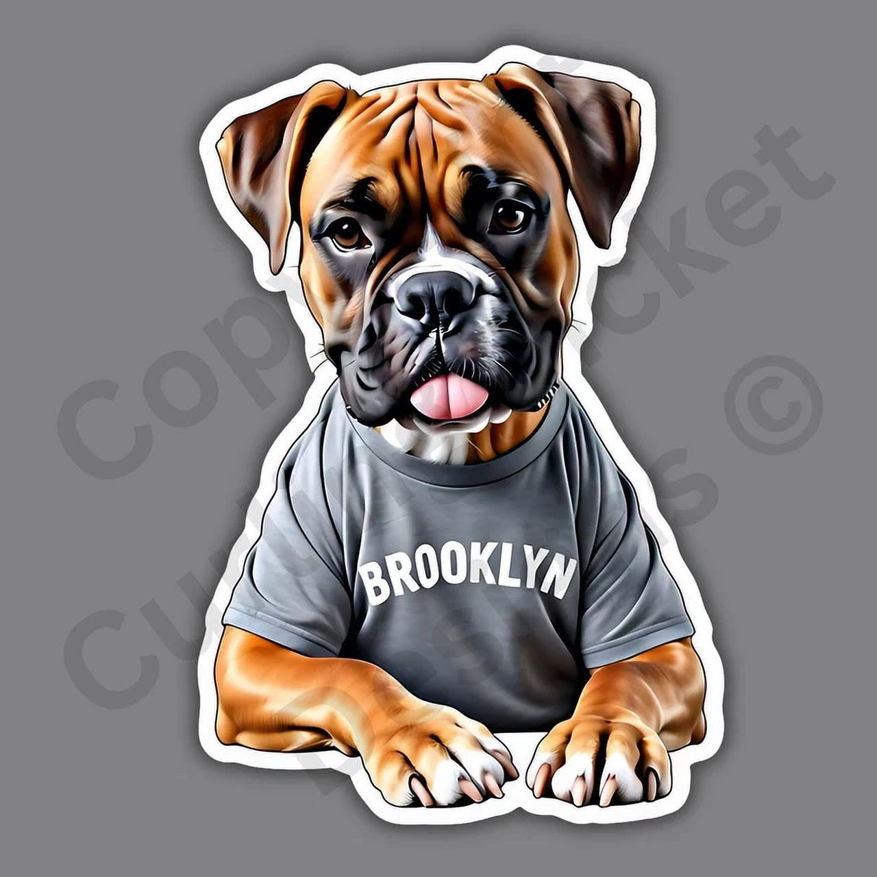 Boxer Dog Wearing A Brooklyn Tee Shirt Nyc Sticker Phone Decal Water ...