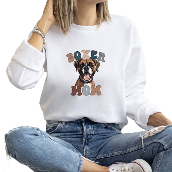 Boxer Dogs Animal Lover Sweatshirt Women Cute Fur Mom Gifts Casual Long ...