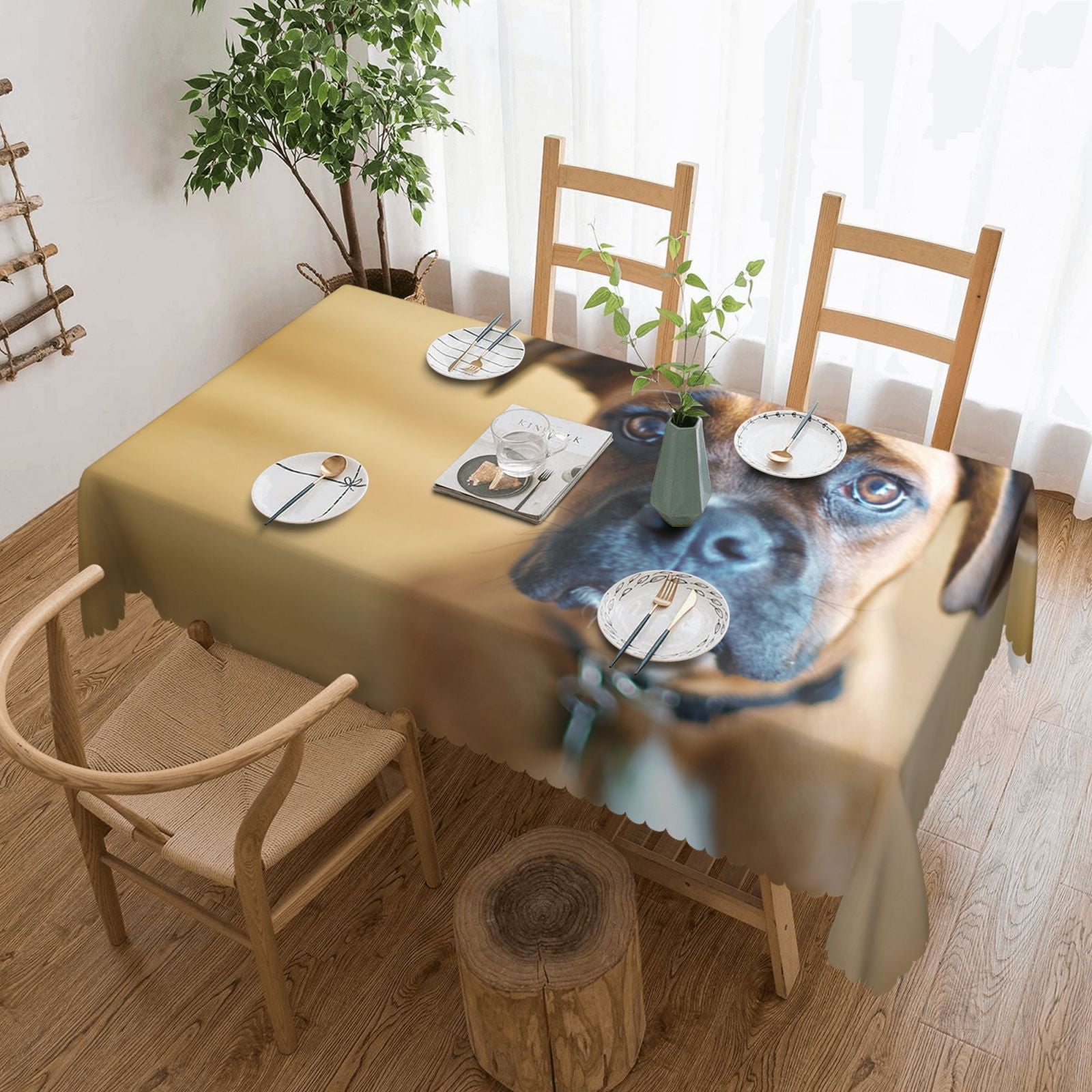 Boxer Dogs Puppy Pets Dogs Rectangle Table Cover Dust-Proof Tabletop ...