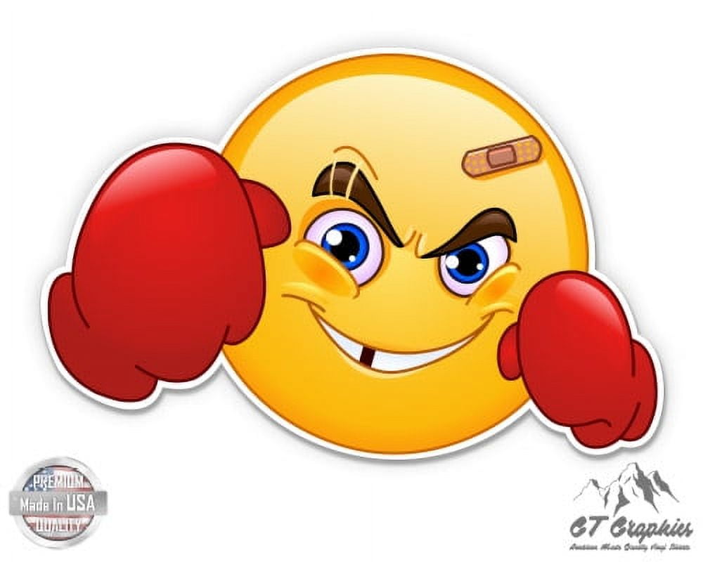 Boxer Emoji Fight - 12" Vinyl Sticker Waterproof Decal - Walmart.com