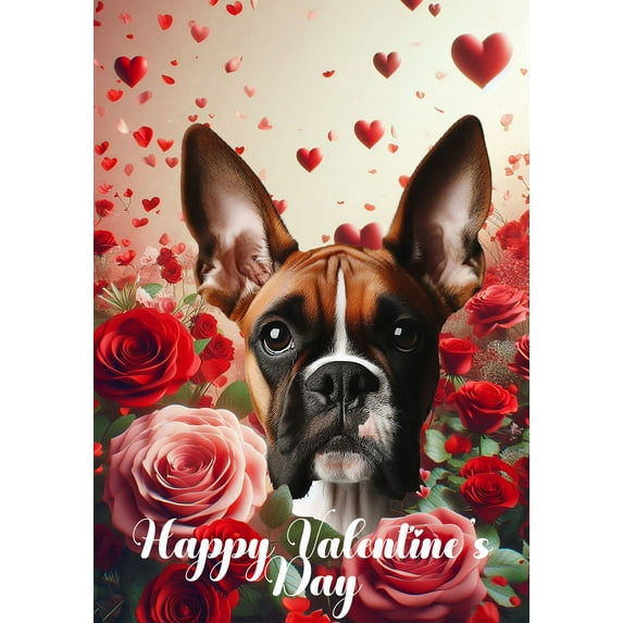 Boxer Fawn Cropped - Best of Breed Valentines Day Outdoor House Flag 28 ...