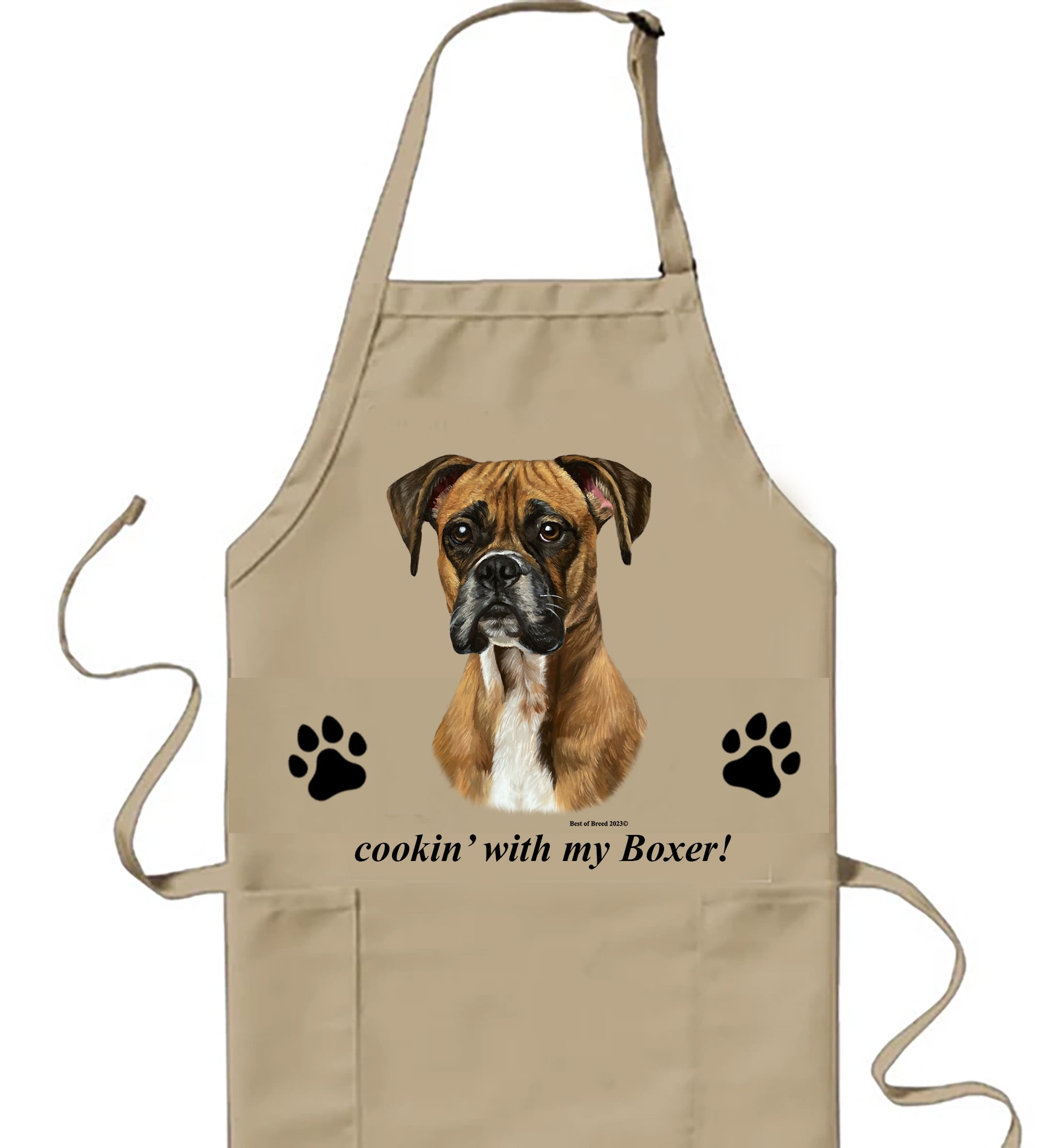 Boxer Fawn Uncropped - Best of Breed Cookin' Aprons Full Length Bib ...