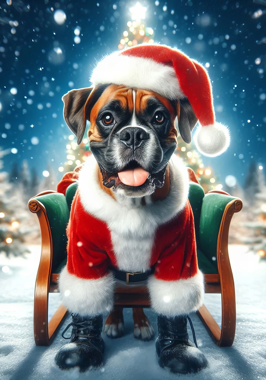 Boxer Fawn Uncropped - Best of Breed DCR Christmas House Flag 28" x 40 ...
