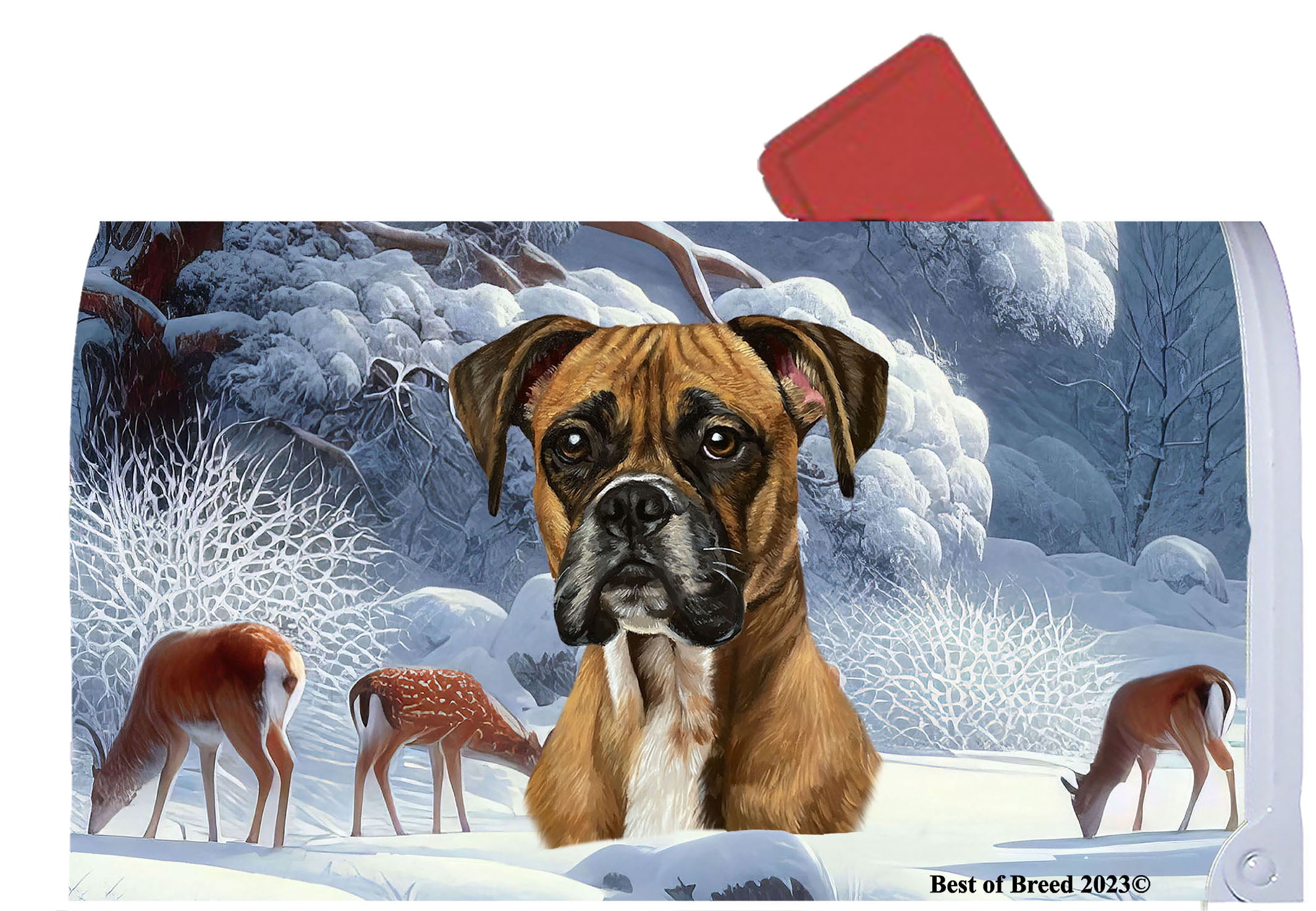 Boxer Fawn Uncropped - Best of Breed Winter Wonderland Dog Breed Mail ...