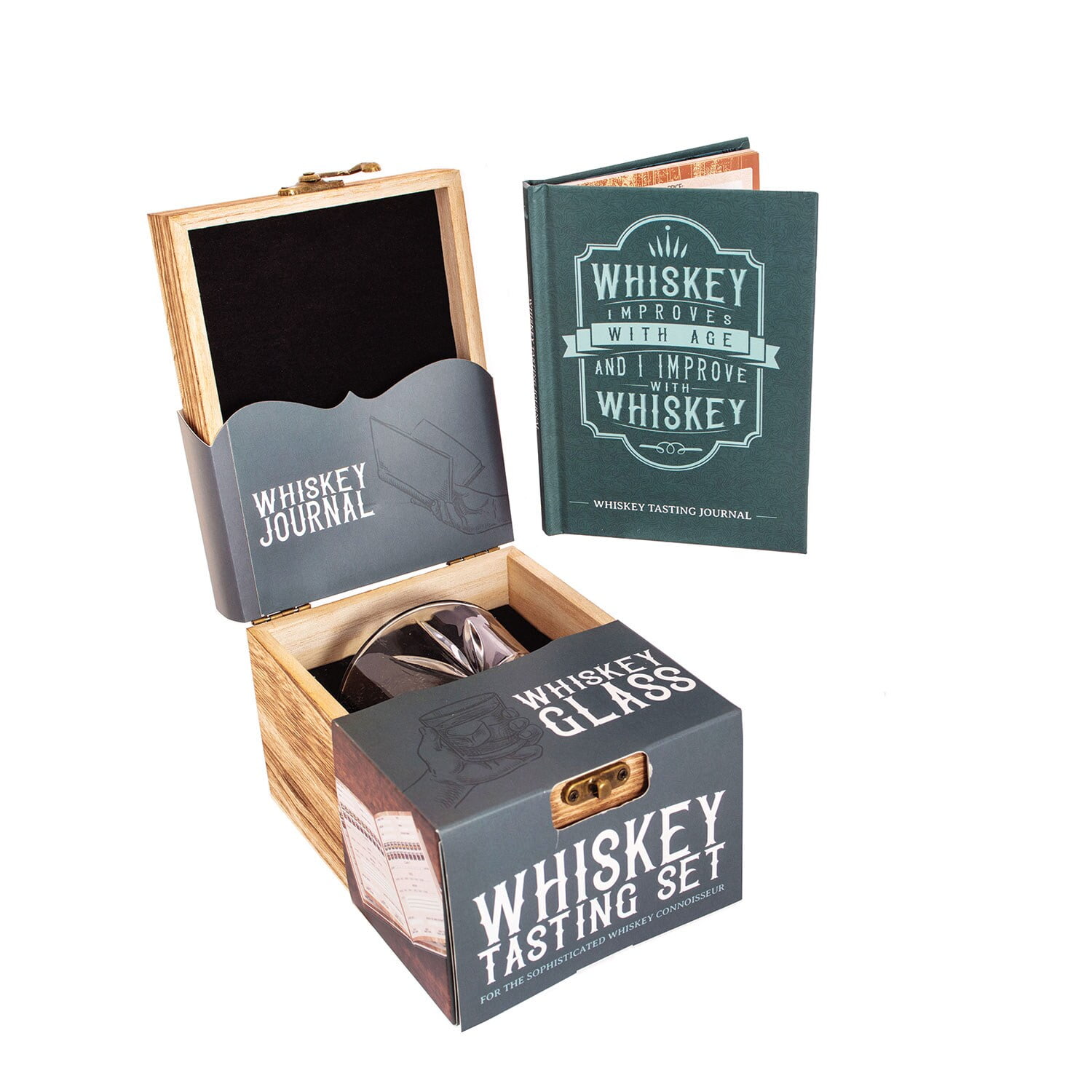 Boxer Gifts Whiskey Tasting Gift Set With Bourbon Glass And Rating Book ...
