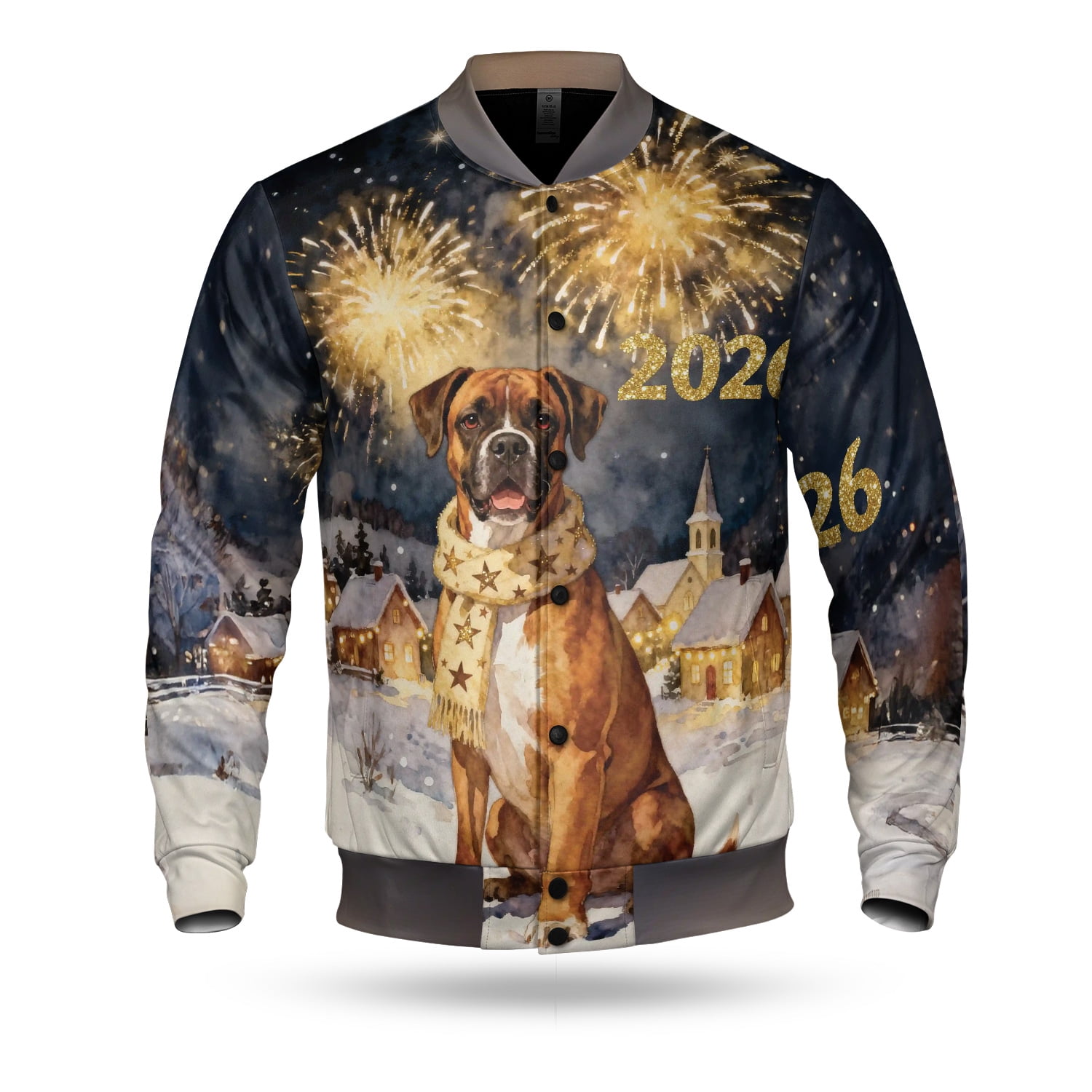 Boxer Happy New Year 2026 with Fireworks on New Year's Eve All Over ...