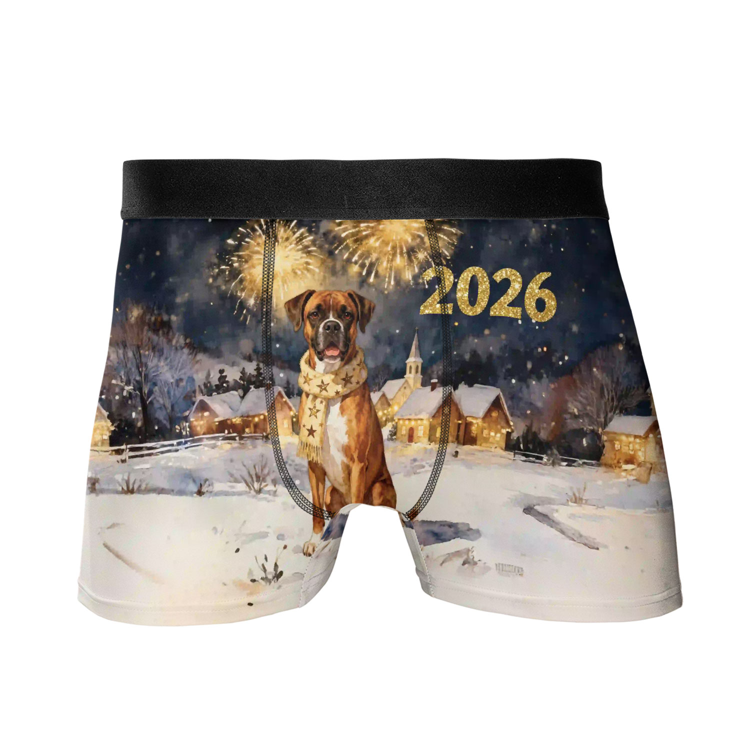 Boxer Happy New Year 2026 with Fireworks on New Year's Eve All Over ...