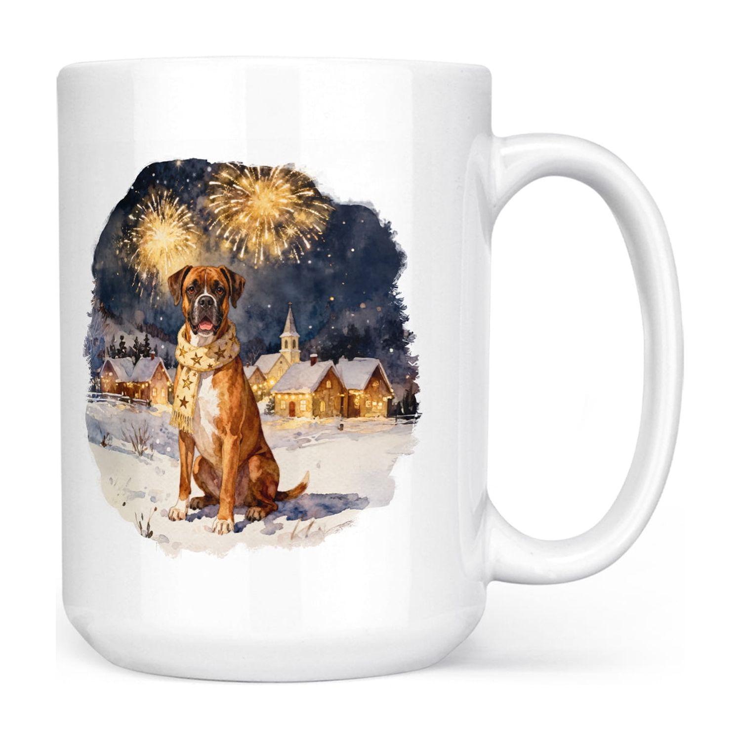 Boxer Happy New Year 2026 with Fireworks on New Year's Eve Mug Boxers ...